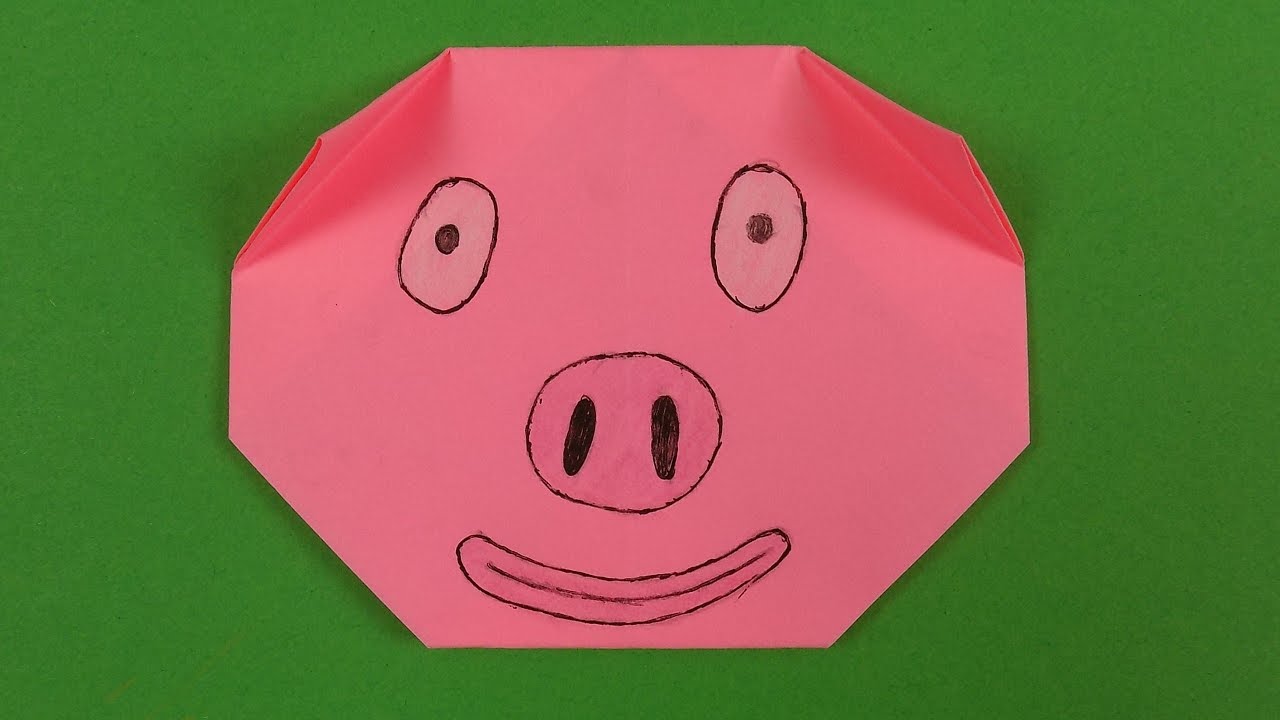 Origami Tutorial - How to fold Origami Pig - YouTube