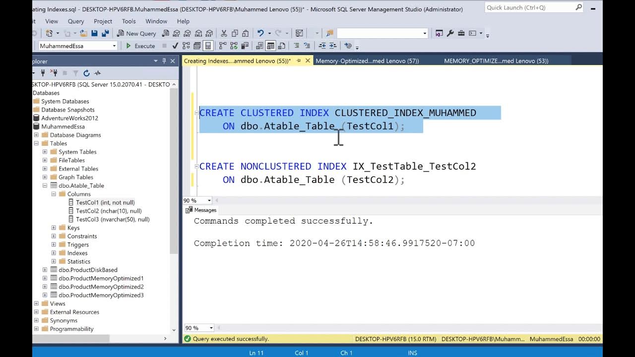 71 Create Clustered & Nonclustered Indexes Microsoft SQL Server - YouTube