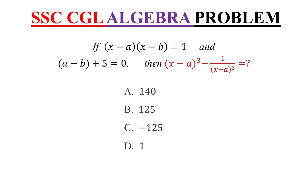 SSC CGL Algebra Problem | Learn the trick to solve this Math Question ...