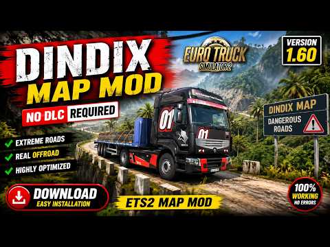 🔥 DINDIX Map Mod Download for ETS2 1.60 | No DLC Required | Dangerous Roads Map | Free Download