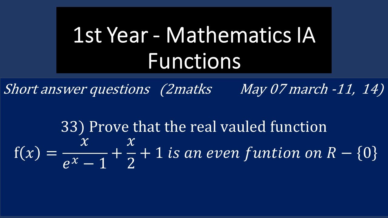 1st Year - Mathematics IA Functions - YouTube