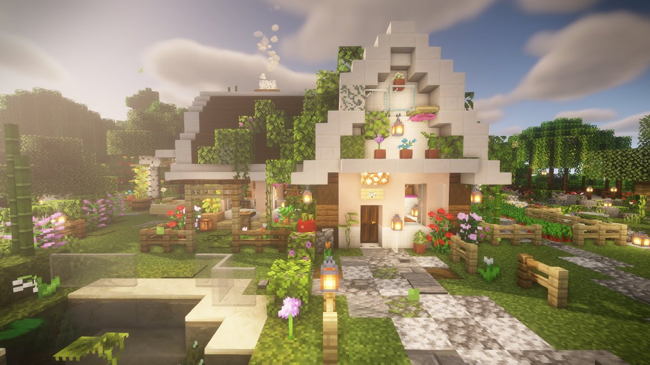 Cute & Cozy Minecraft Cottage House & Flower Garden - YouTube
