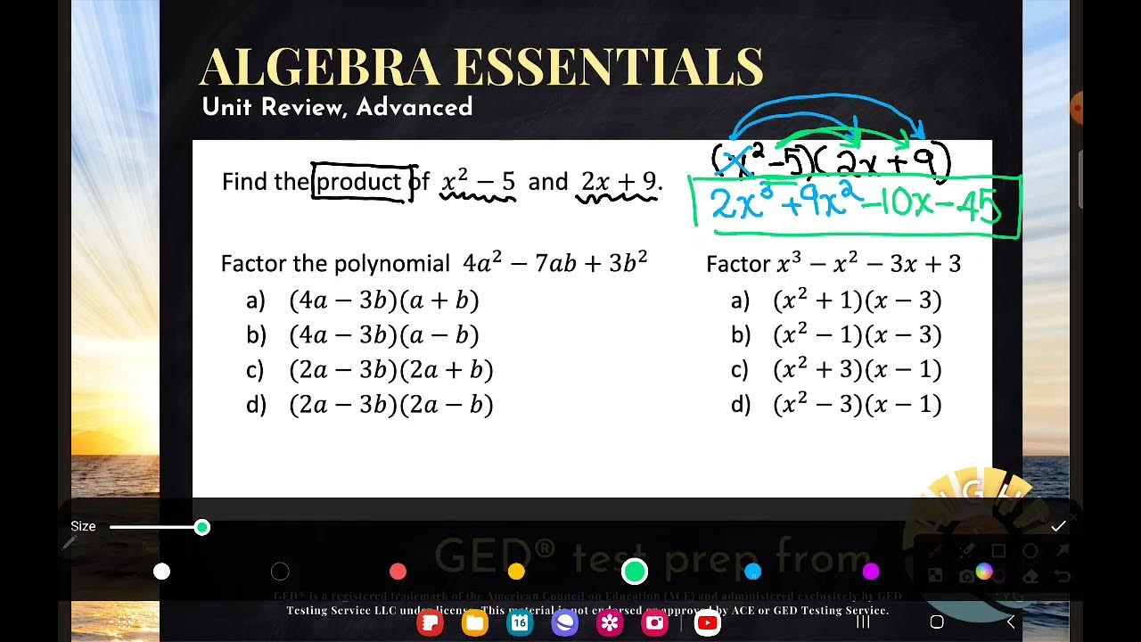GED® Math: Factoring as Inverse of Multiplying Polynomials (1.UR, Adv ...