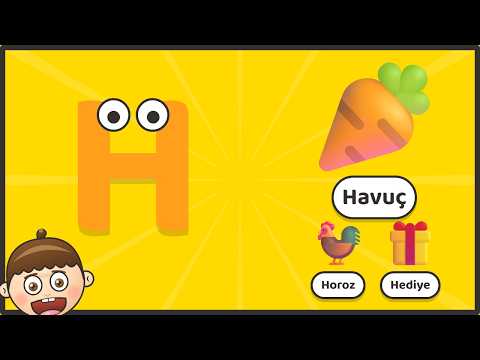 H Harfi 🔤 Havuç 🥕, Horoz, Hediye | Harfleri Öğreniyorum | Okul Öncesi Eğitici Video