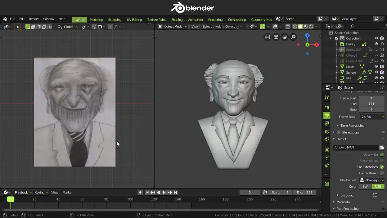 Blender - Sculpting Old Man | 2D to 3D | TimeLapse - YouTube