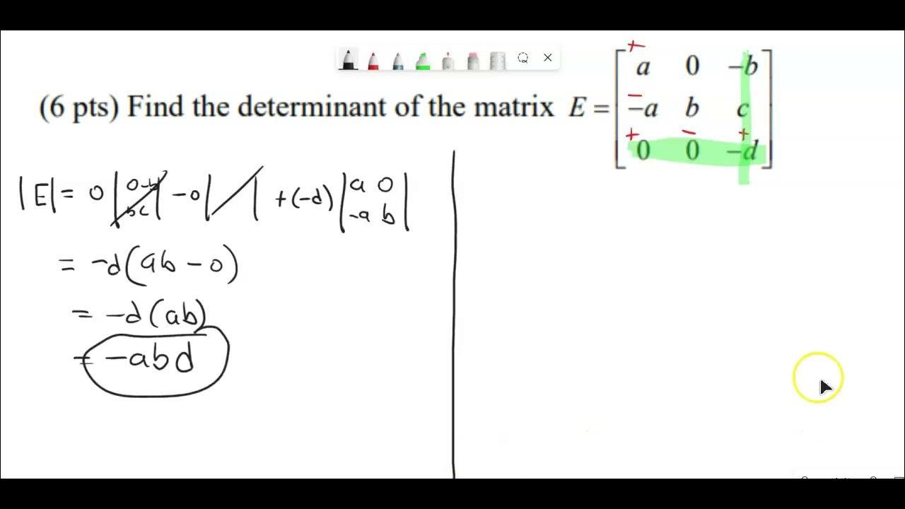CA 1050 Determinant of 3 by 3 Matrix with Variables - YouTube