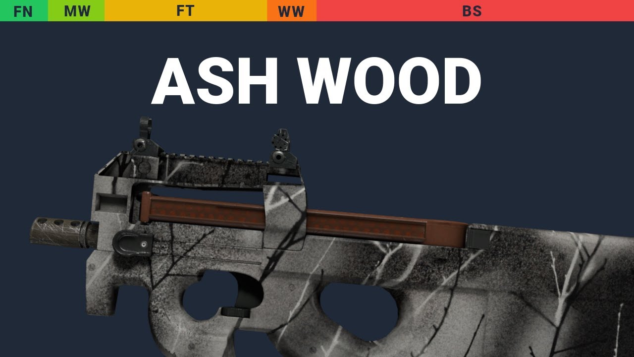 P90 Ash Wood - Skin Float And Wear Preview - YouTube