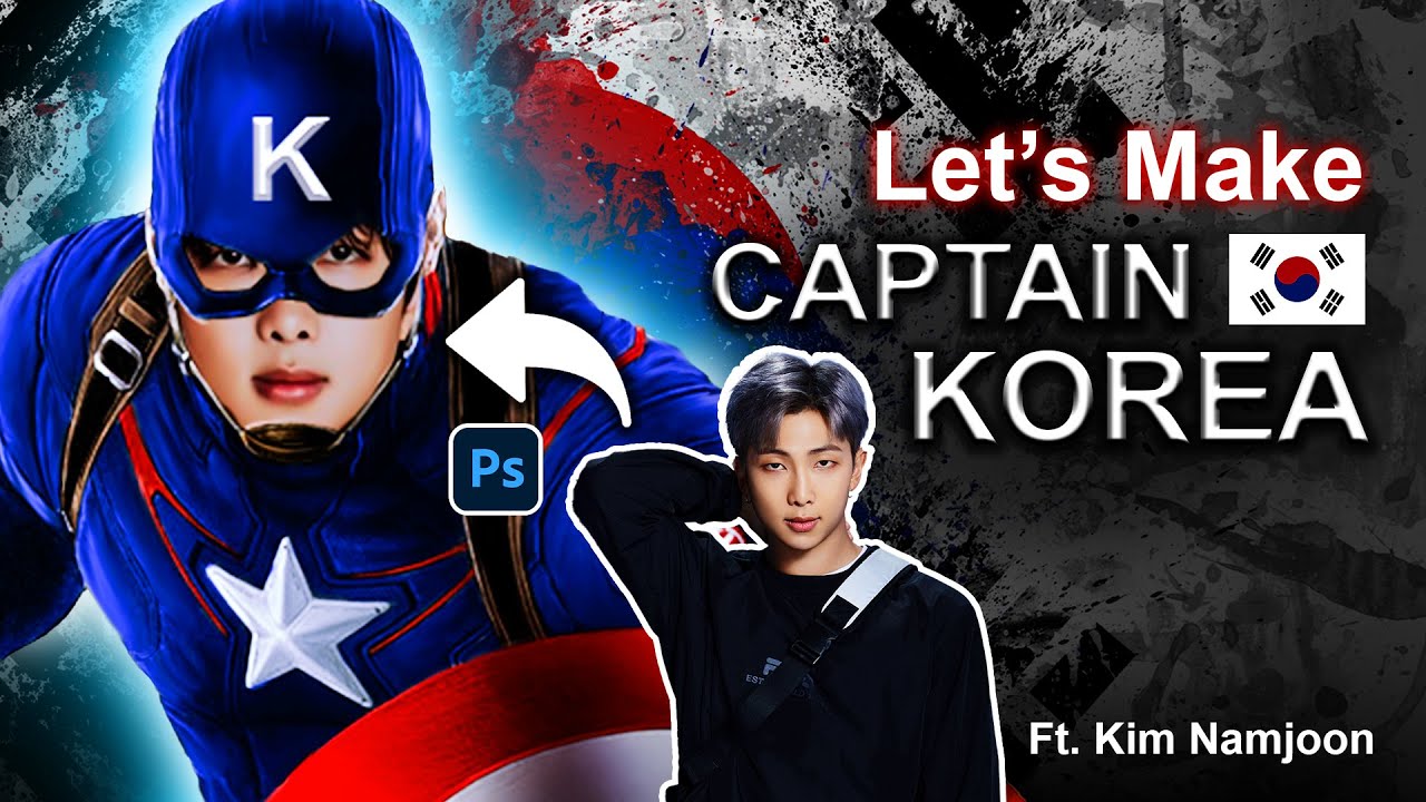 BTS RM as Captain Korea Photoshop Manipulation Edit | BTS Marvel like ...