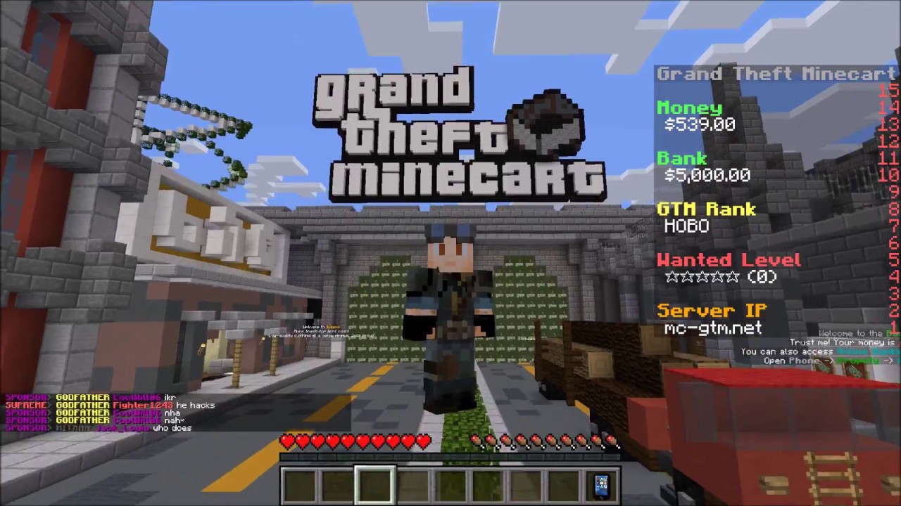 Grand Theft Minecart - A Minecraft Custom Map Walkthrough Review - YouTube