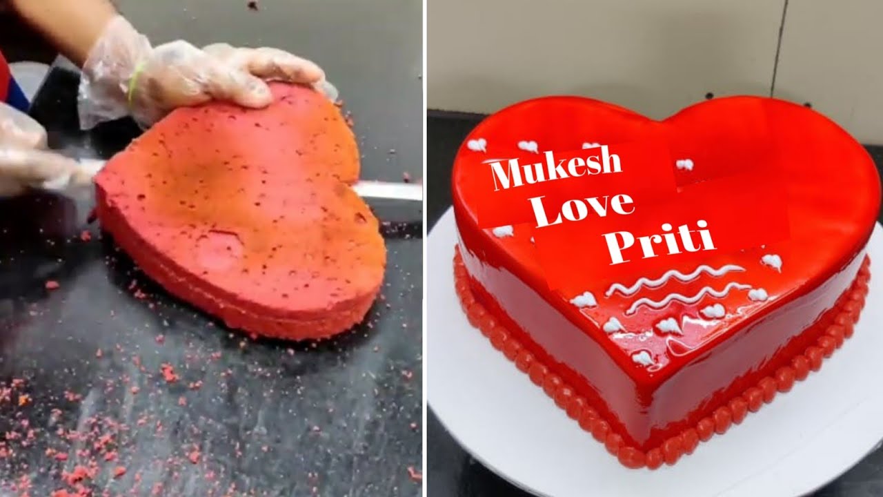 Love Cake | Heart Shape Cake Design | Simple Cake Design | Mukesh Cake ...
