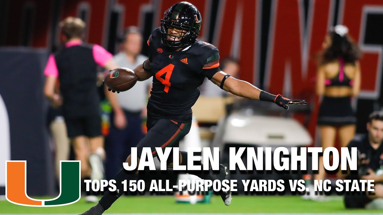 Miami RB Jaylen Knighton Tops 150 All-Purpose Yards vs. NC State - YouTube