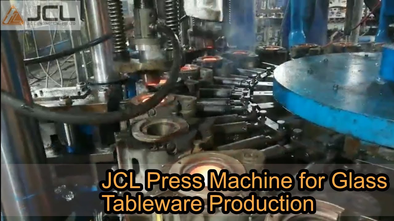 JCL Press Machine for Glass Tableware Production - YouTube