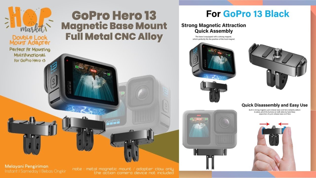 Metal Magnetic Quick Release for GoPro 13 Mounting Adapter Dual ...