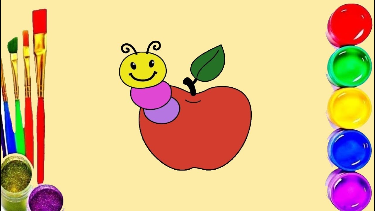 Apple drawing for children. Bolalar uchun olma rasm chizish. Яблочный ...
