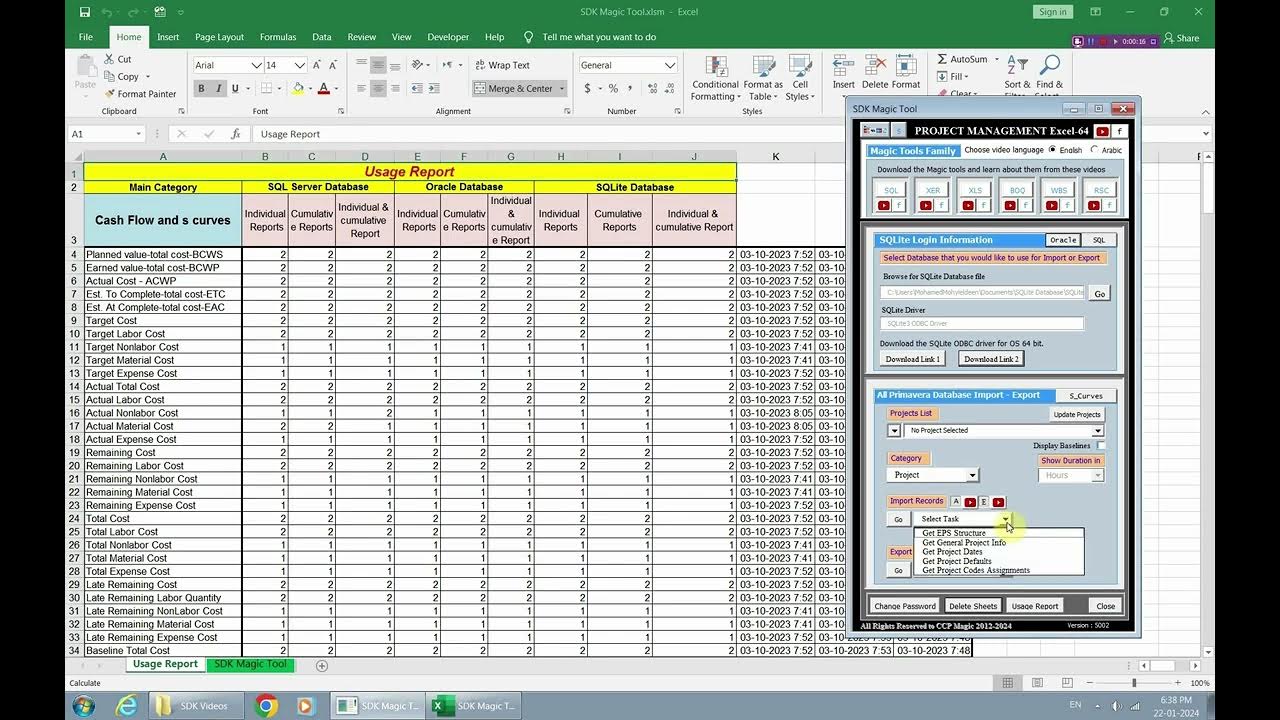 Primavera Excel SDK Magic Tool v_044 Pojects Code Assignments SQLITE A - YouTube