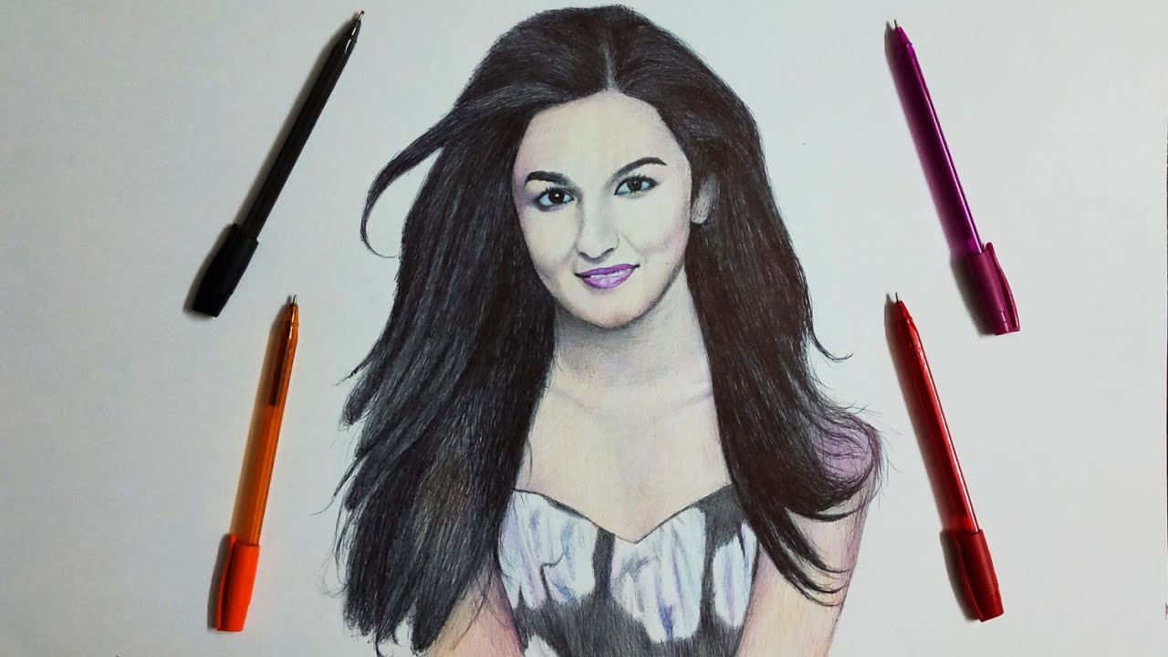 How to draw alia bhatt | drawing alia bhatt | from pens - YouTube