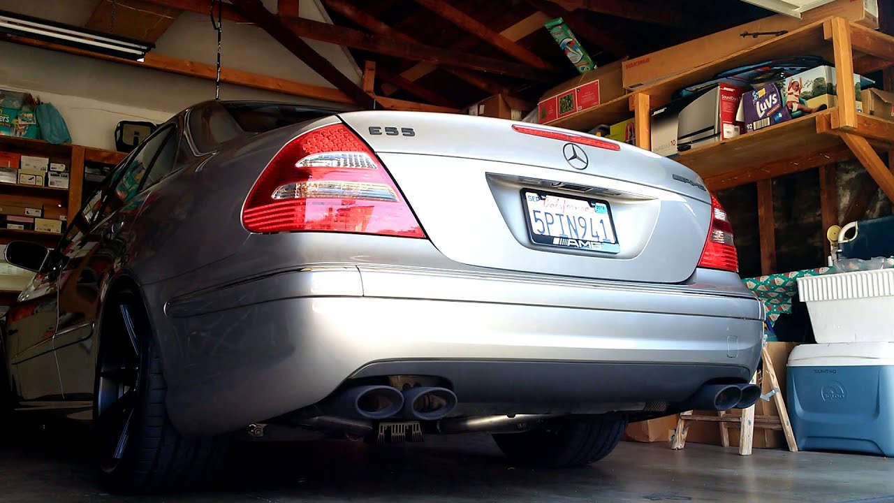 AMG W211 E55 Custom Exhaust Cold Start - YouTube