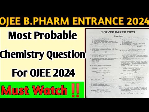 OJEE B Pharm Entrance Questions 2024//Ojee Entrance Question Paper # ...