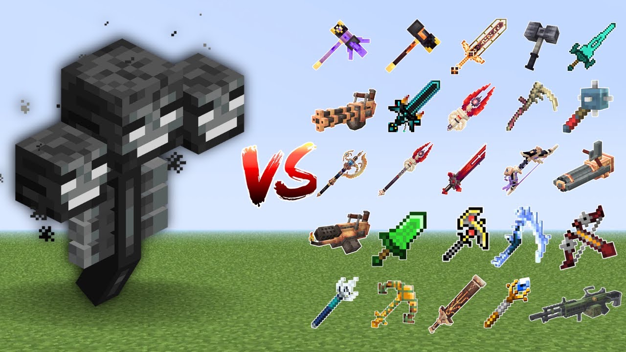 Wither vs All Overpowered Weapons in Minecraft - YouTube