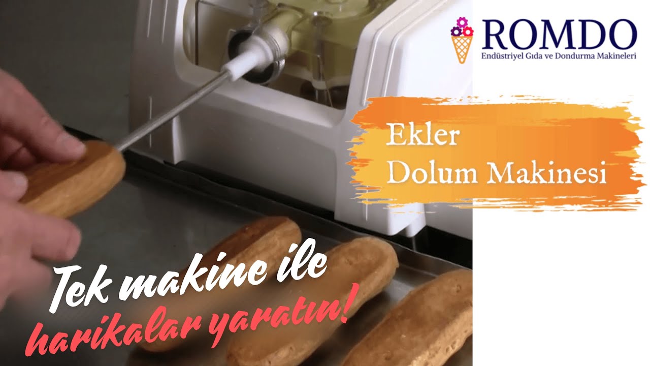 Ekler Dolum Makinesi - Romdo Makine - Eclair Filling Machine - YouTube