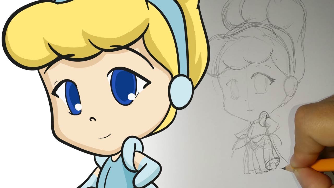 Cómo dibujar a la Princesa Cenicienta Chibi - YouTube