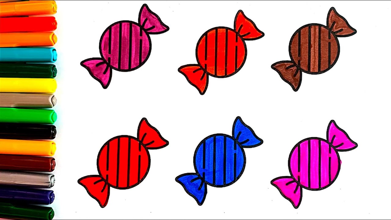 Drawing and Colouring Toffees lollipop 🍬🍭🍬🍫 - YouTube