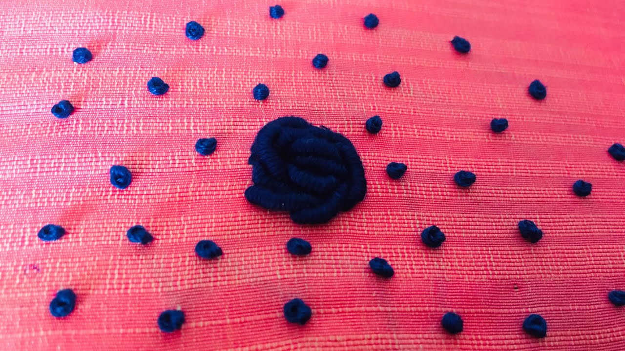 Bullion rose | french knot design - YouTube