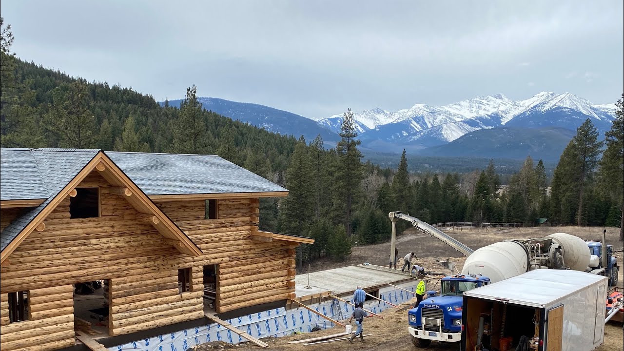 Pouring concrete over root cellar and greenhouse- Montana Homestead ...