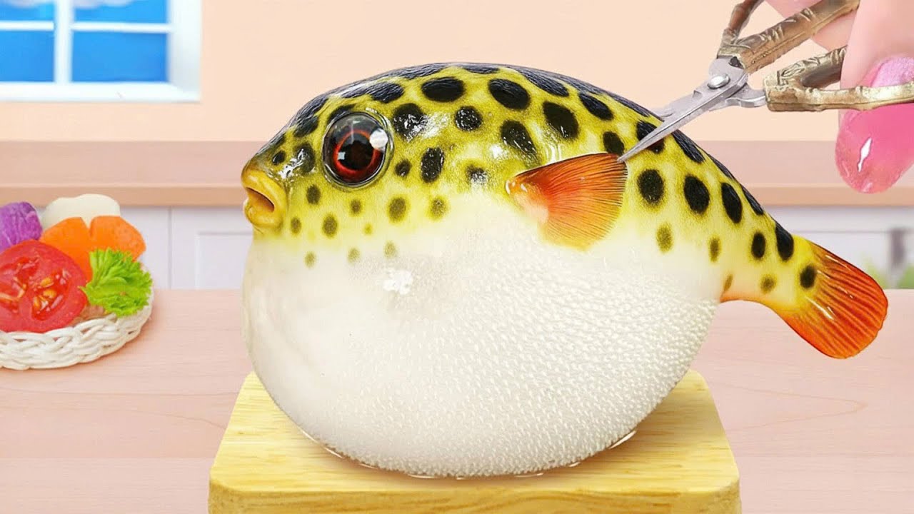 How to Catch and Cook Miniature Fried Puffer Fish - YouTube