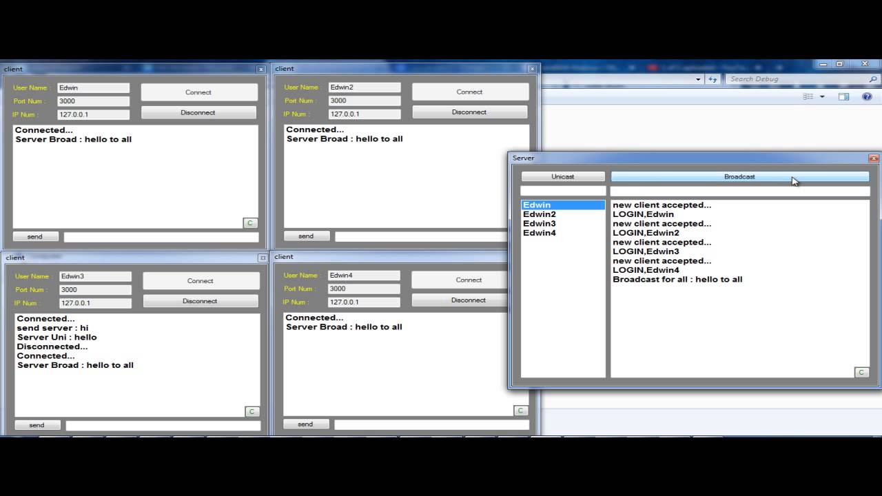 C Simple Sync Tcpip Server And Multithread Clients Youtube 7000