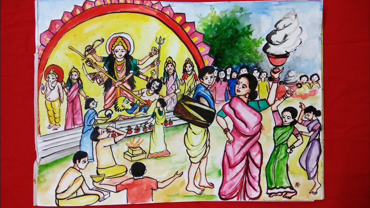 nidal_drawing. Durga Puja drawing. Festival drawing. Great Indian ...