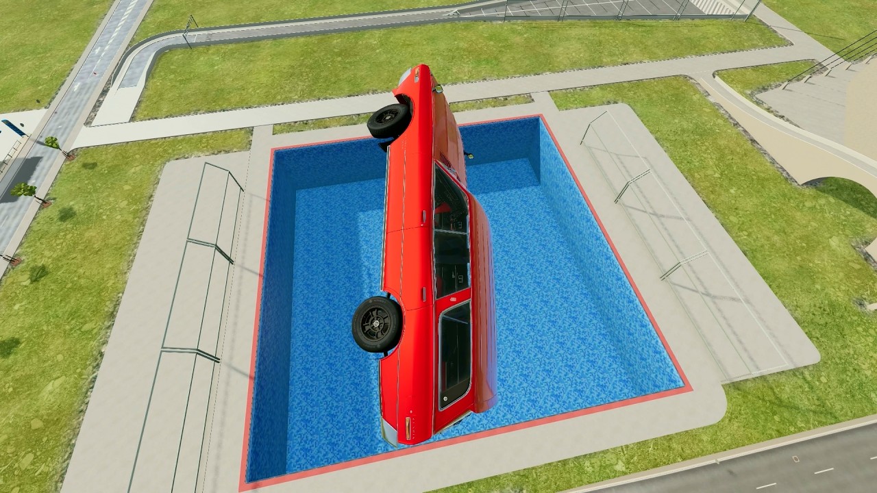 High Speed Cars Jumping in Pools - BeamNG.Drive #21 - YouTube