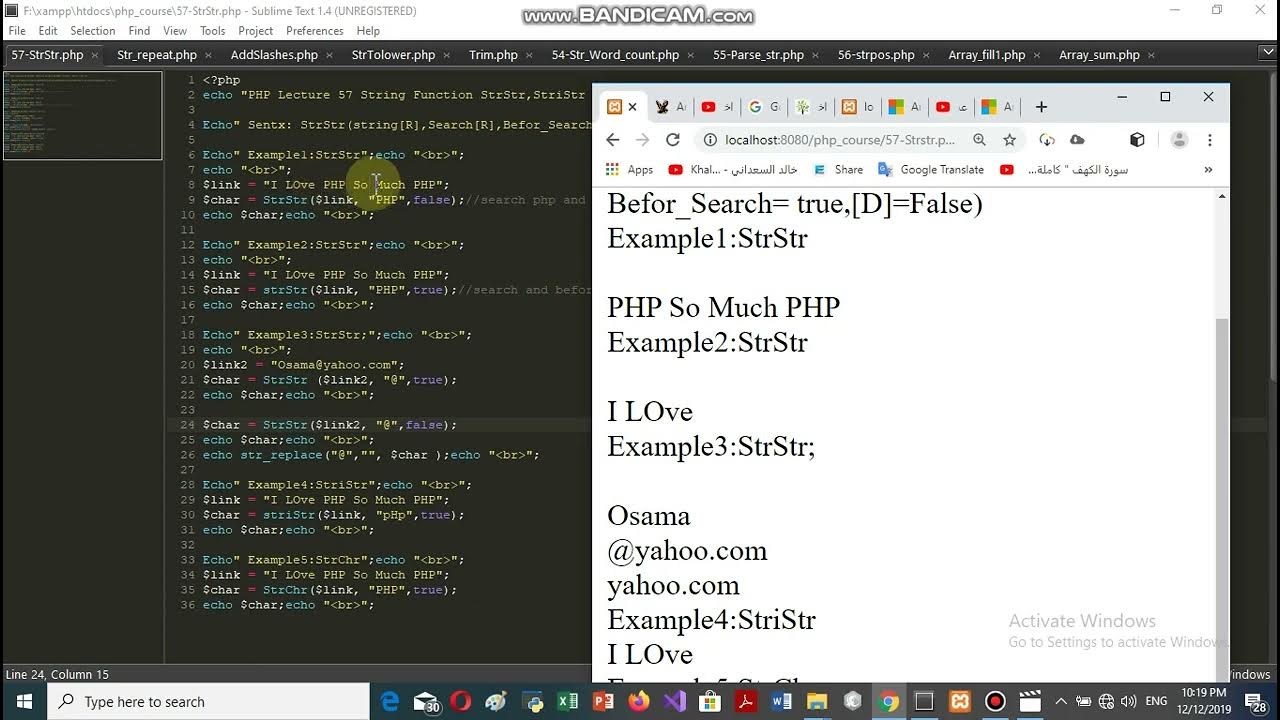 PHP Lecture 57 String Function StrStr,StriStr ,StrChr - YouTube