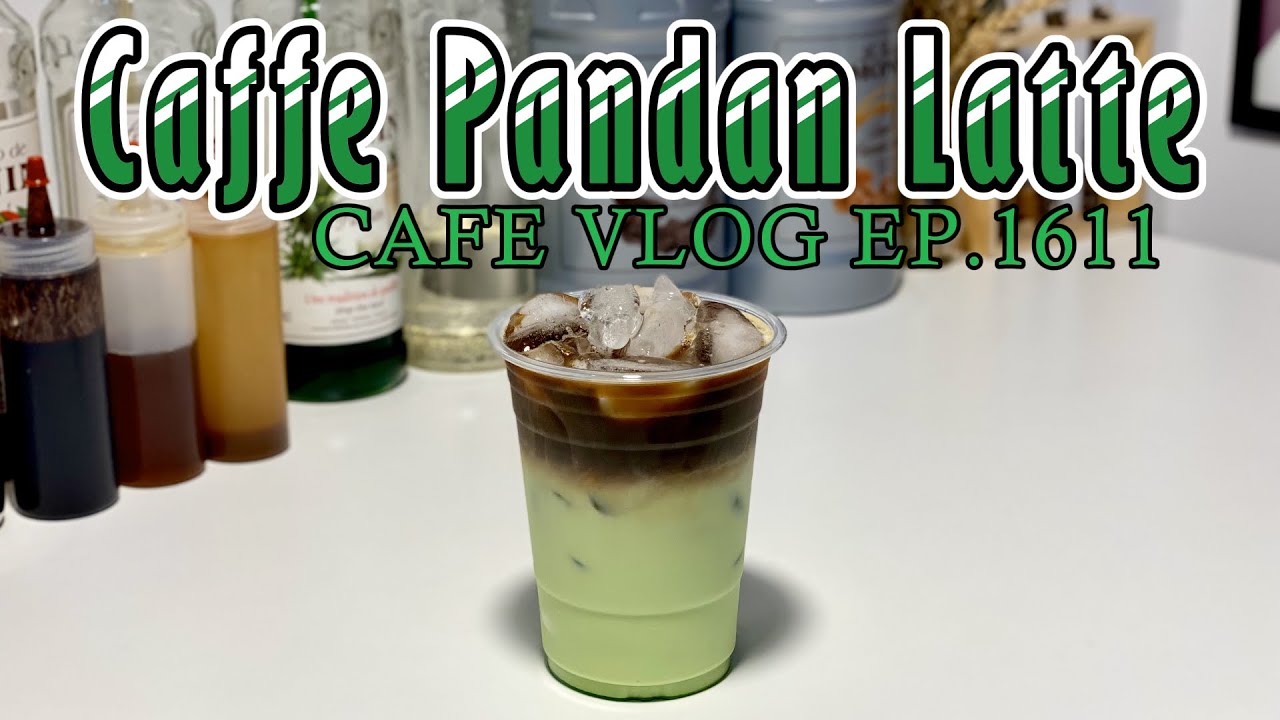 Cafe Vlog EP.1611 | Caffe Pandan Latte | Medium size | Coffee Pandan ...