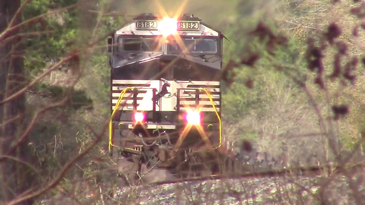 NS 8182 Leads Container Train Over the Bridge in Sylvania, GA - YouTube