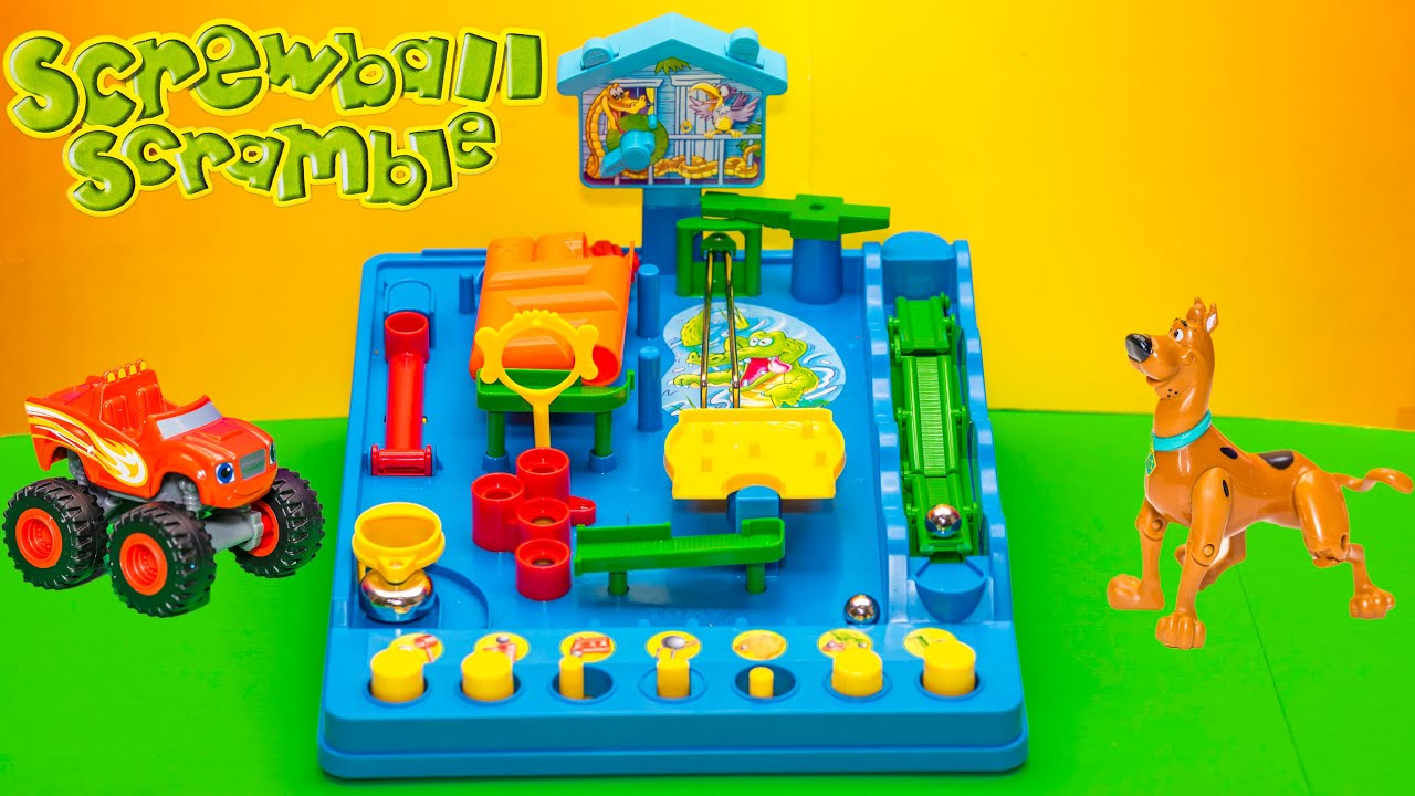 Playing the Screwball Scramble Game with Scooby Doo and Blaze Toys ...