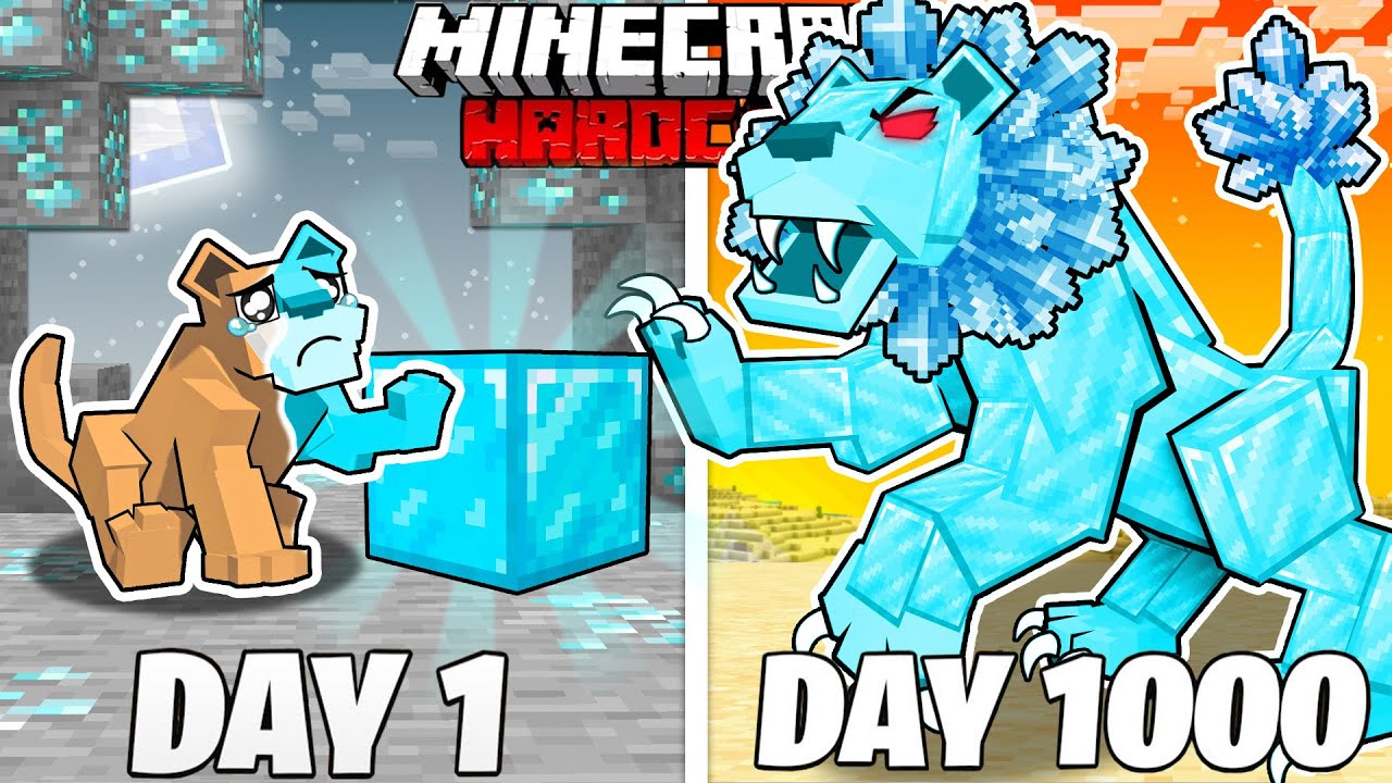 I Survived 1000 Days As A DIAMOND LION in HARDCORE Minecraft! (Full ...