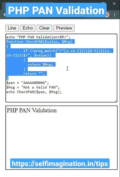 PHP PAN Validation Using preg_match By Sandip Nigam | PAN Validation PHP Code - YouTube
