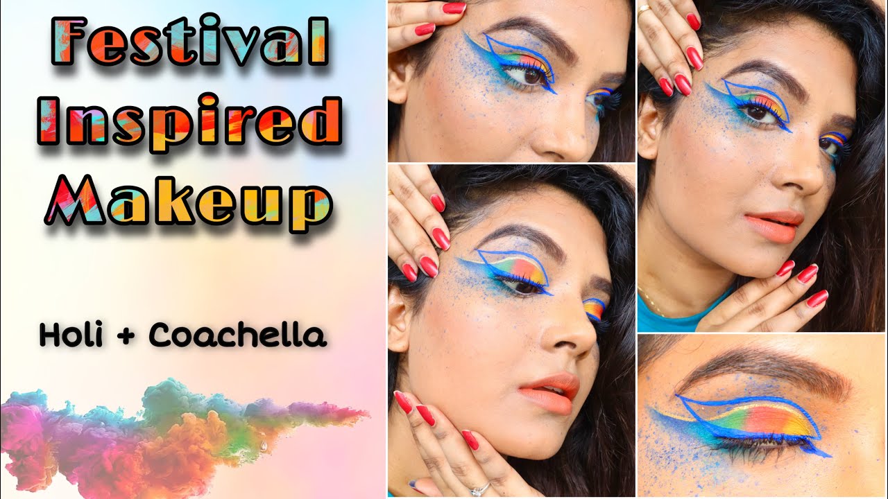 Festival Holi Inspired Eye Makeup Tutorial | Coachella Twist - YouTube