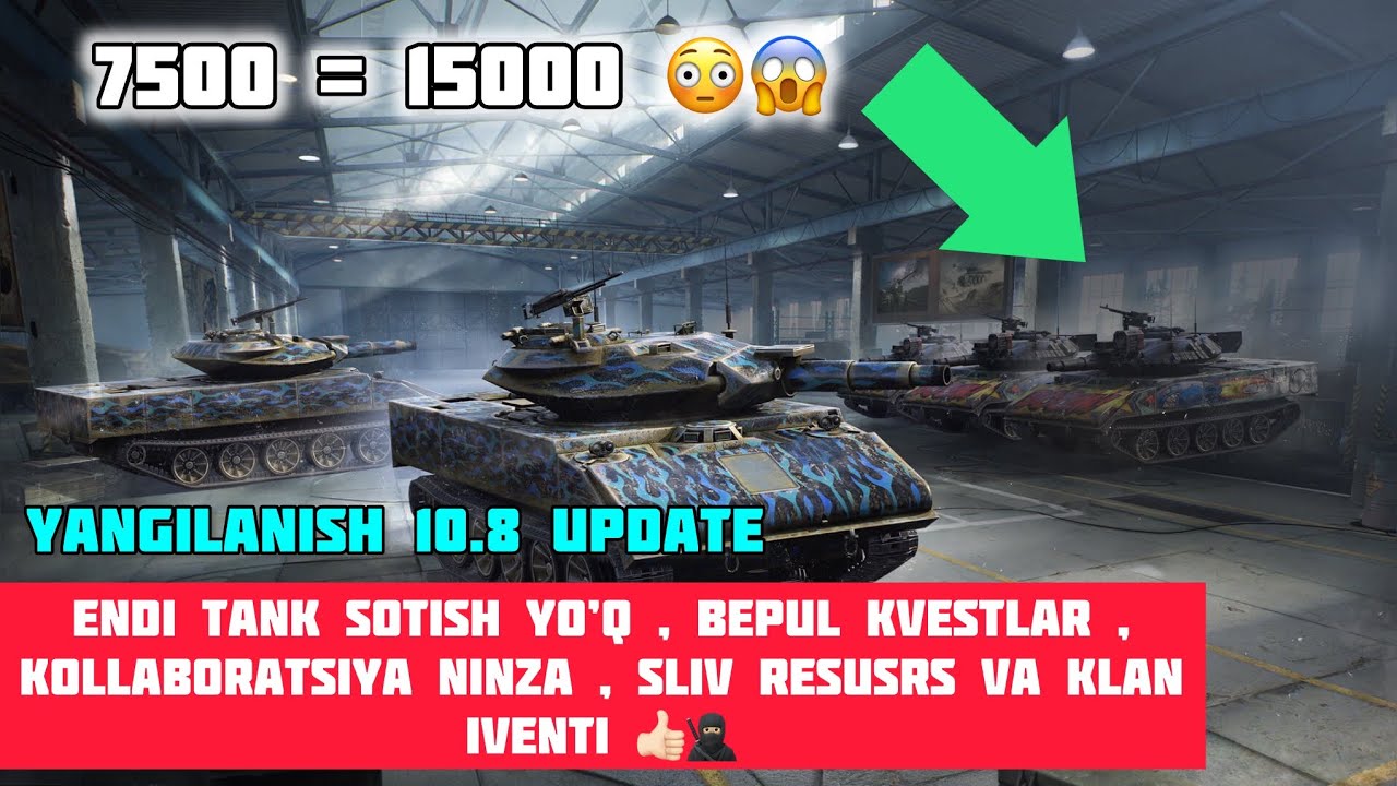 Yangilanish 10.8 - Endi tank sotish yo’q , bepul kvestlar , sliv ...