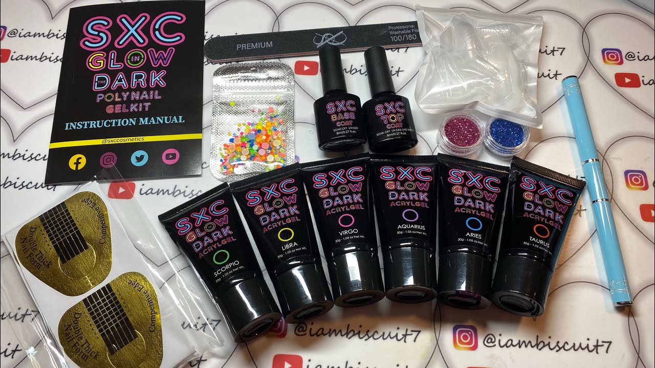 SXC Glow In The Dark Polygel Nail Kit Pro - YouTube