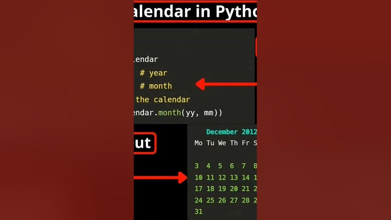 Calendar In Python Trending Codeing Shortviral Shortsvideo Python Calendar Youtube