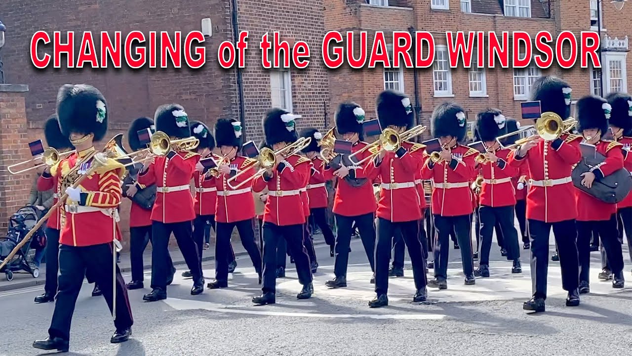 WINDSOR CASTLE GUARD Number 12 Company Irish Guards with Band of the ...