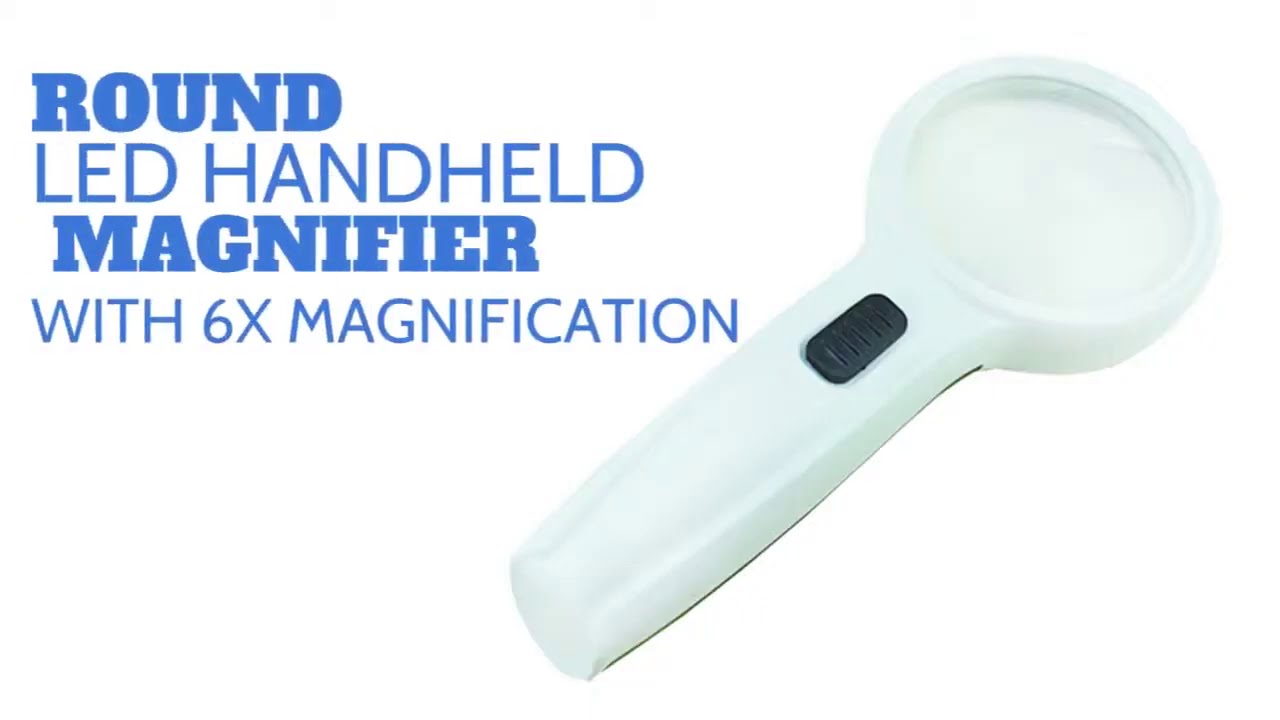 Round handheld magnifier with light-ET7016 - YouTube