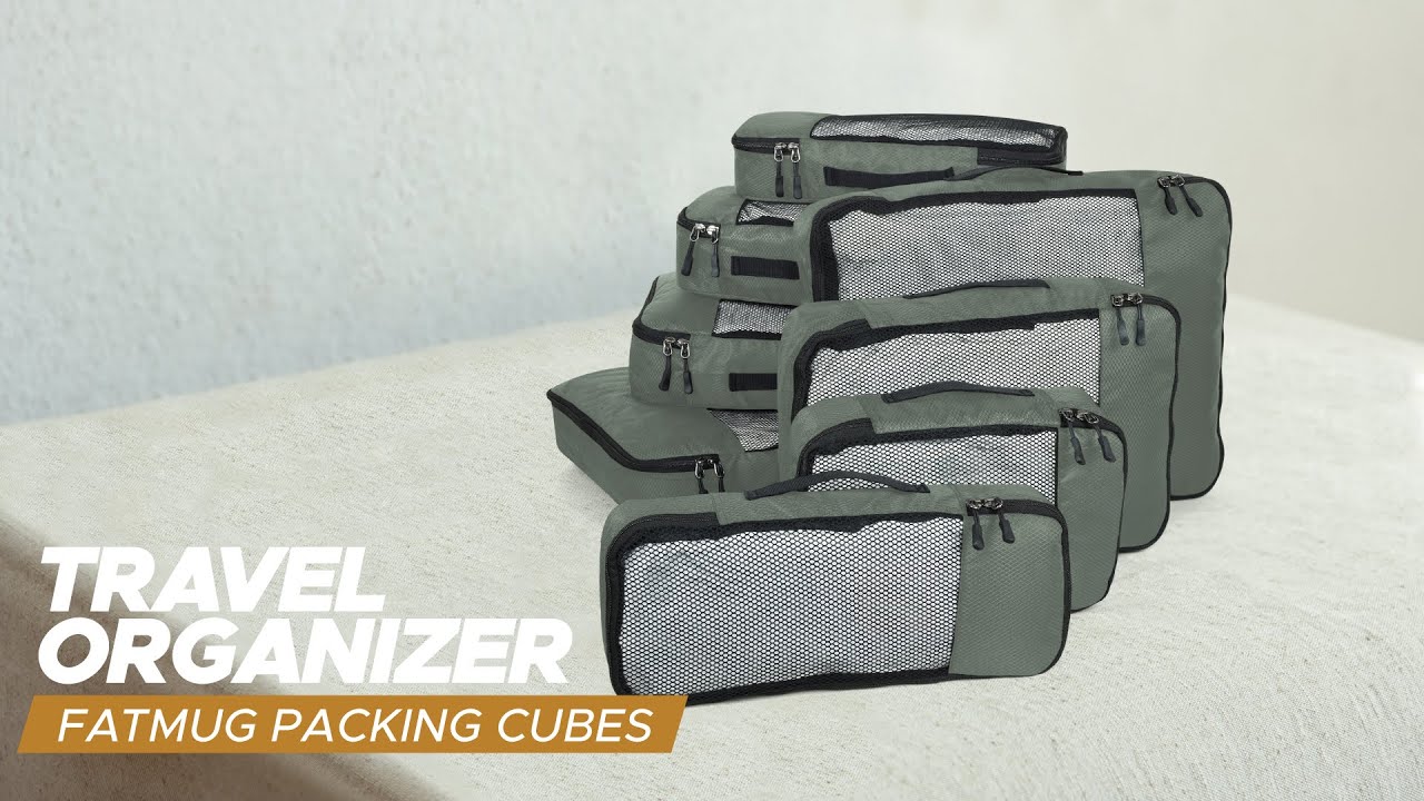 FATMUG Packing Cubes Travel Pouch Bag Organiser Set of 8 (2 x Large ...