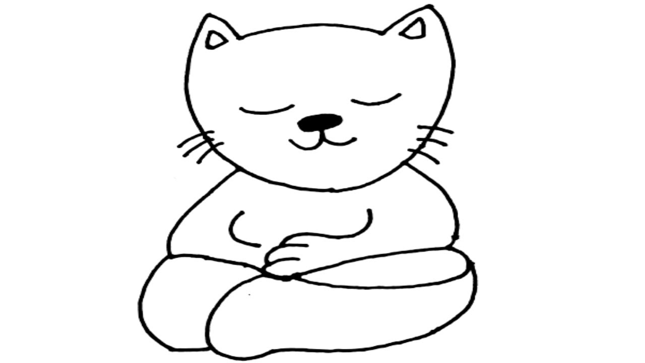 How to Draw a Meditating Cat: Cute and Easy Tutorial - YouTube
