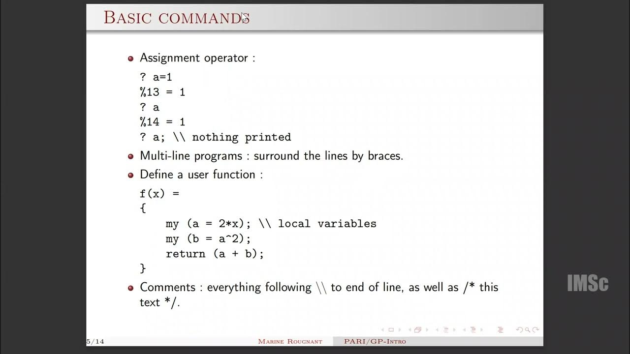 A general presentation of PARI/GP | Code | Exercices - YouTube