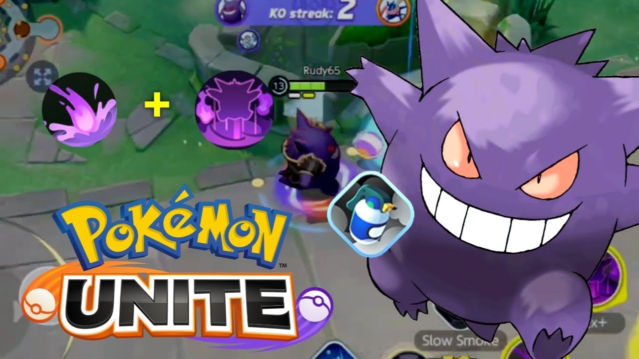 Pokemon Unite Mobile | Gengar (Sludge Bomb + Hex) Slow Smoke Gameplay ...