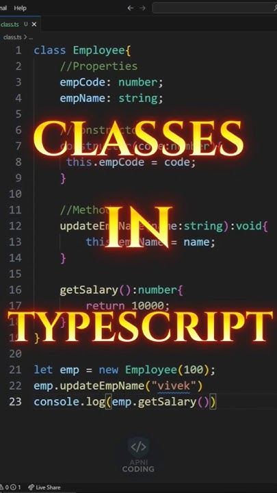 Classes In Typescript 🔥 Class Typescript Javascript Coding Coder Java Programming Shorts 7150