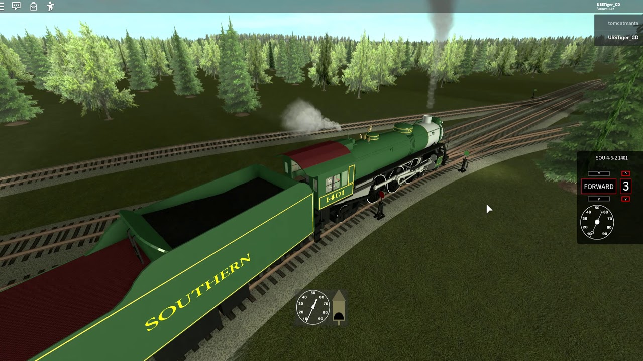 Southern 1401 Steam locomotive drive - YouTube